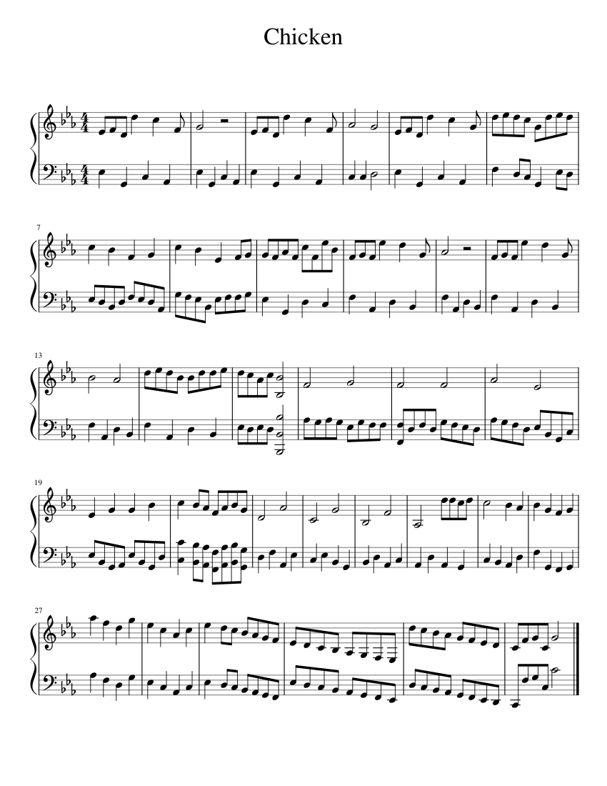 Chicken Sheet music for Piano (Solo) Easy | Musescore.com
