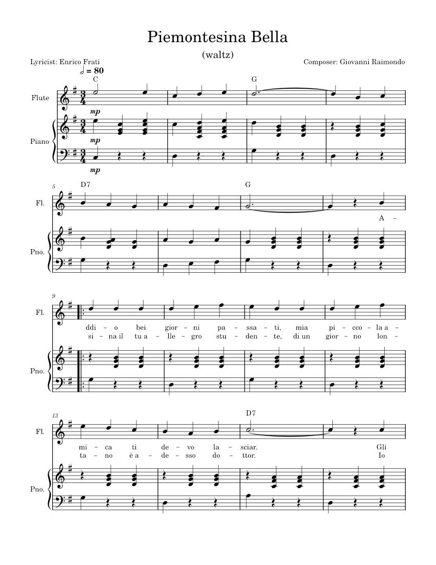 Piemontesina Bella – Giovanni Raimondo (waltz) Sheet music for Piano ...