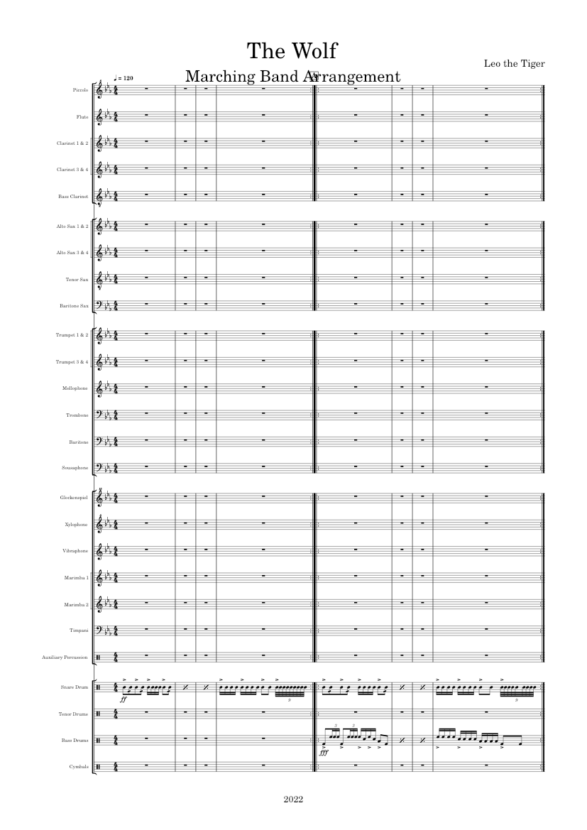 The Wolf (Marching Band) Sheet music for Trombone, Flute piccolo, Flute ...