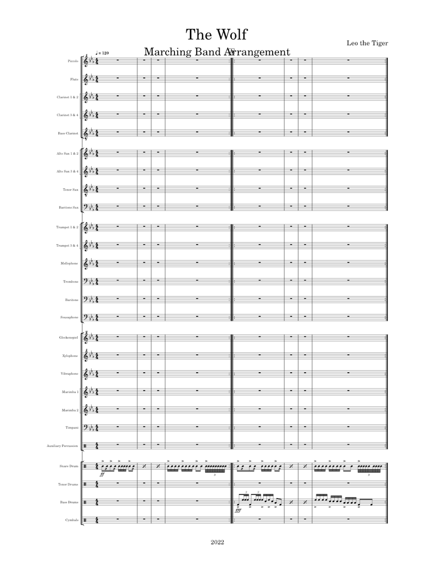 The Wolf (Marching Band) Sheet music for Trombone, Flute piccolo, Flute ...