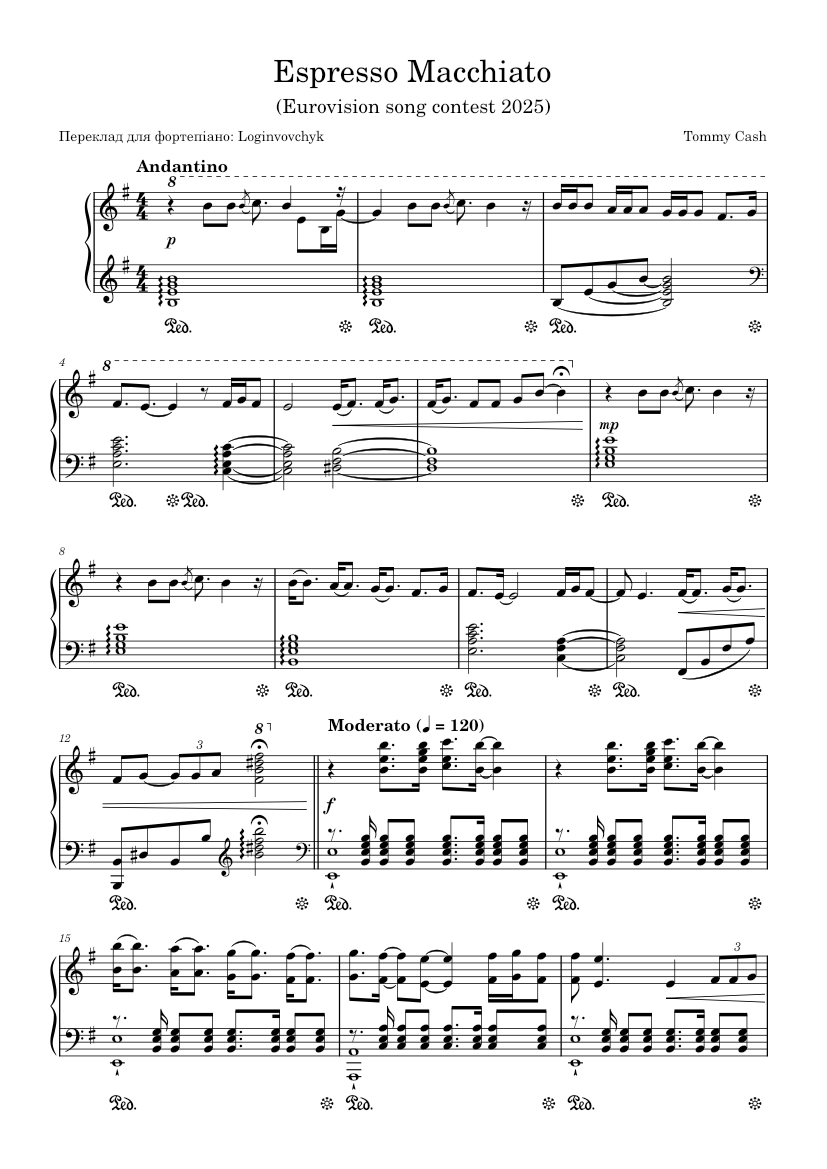Espresso Macchiato - Tommy Cash Sheet Music for Piano (Solo ...