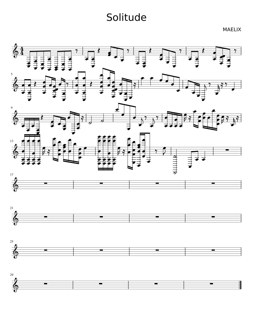 Solitude Sheet music for Piano (Solo) | Musescore.com