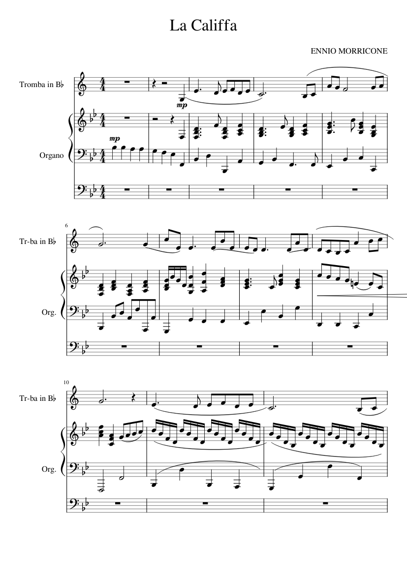 LA CALIFFA Sheet Music for Organ, Trumpet in b-flat (Solo) | MuseScore.com