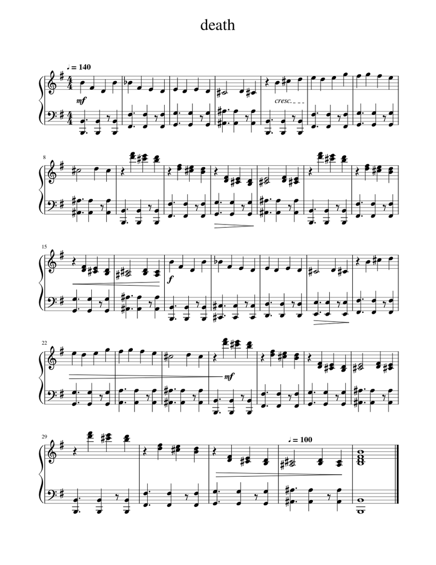 death Sheet music for Piano (Solo) Easy | Musescore.com