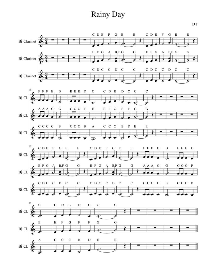 Rainy Day Sheet music for Clarinet (In B Flat) (Mixed Trio) | Musescore.com