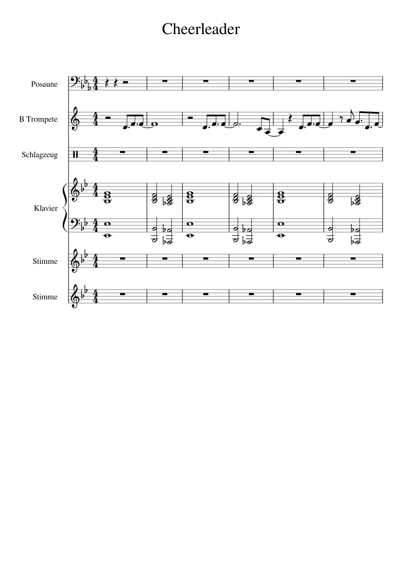 Cheerleader Sheet music for Piano, Trombone, Vocals, Trumpet in b-flat ...