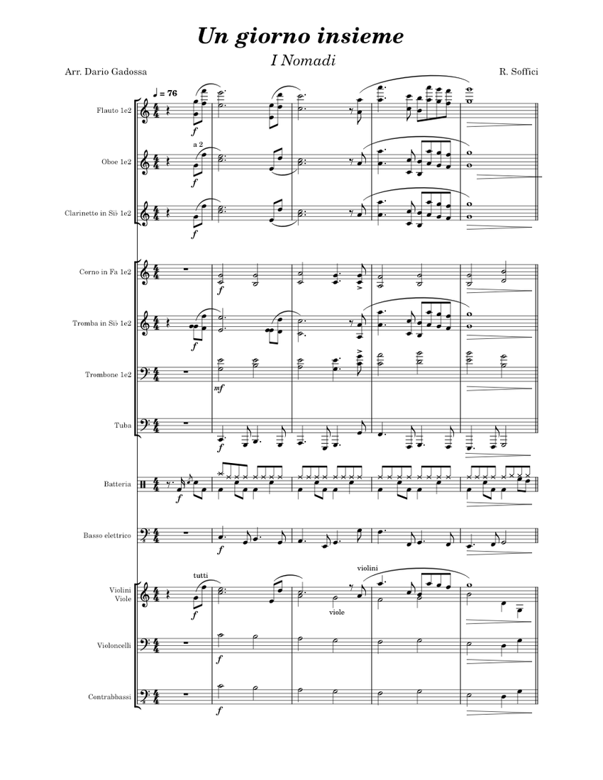 Un giorno insieme Sheet music for Trombone, Tuba, Flute, Oboe & more instruments (Symphony ...