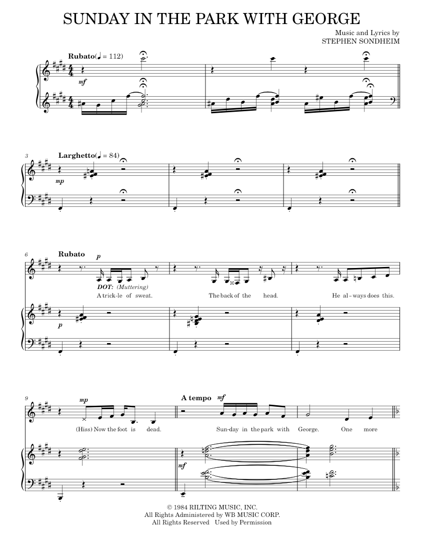 Sunday In The Park With George Sheet music for Piano, Vocals by Stephen ...
