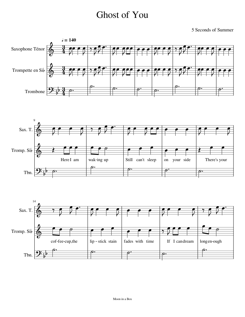 Ghost of You Sheet music for Trombone, Saxophone tenor, Trumpet in b ...