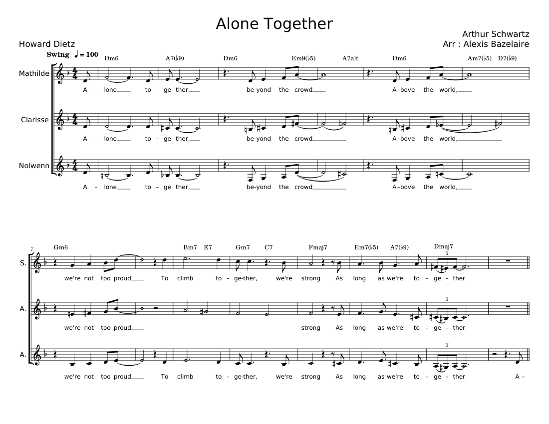Alone Together - Howard Dietz & Arthur Schwartz Sheet music for Vocals ...