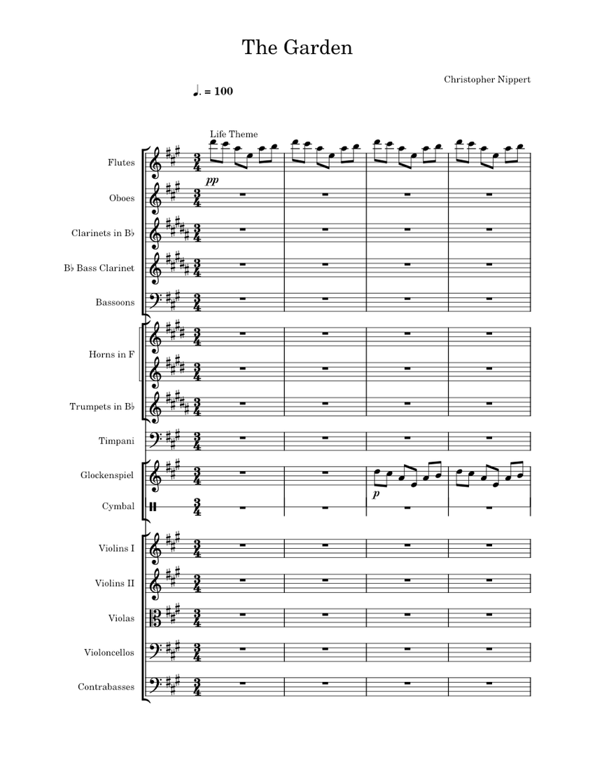 The Garden - Christopher Nippert Sheet music for Flute, Oboe, Clarinet ...