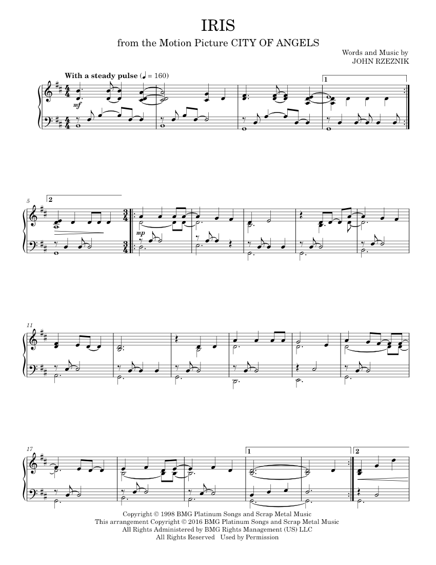 iris Sheet music for Piano by The Goo Goo Dolls Official | MuseScore.com
