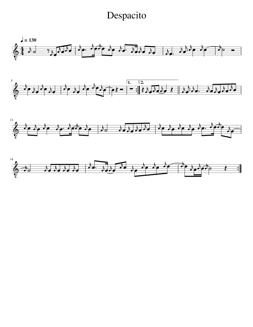 Despacito – Luis Fonsi Despacito Sheet music for Guitar (Piano Four ...