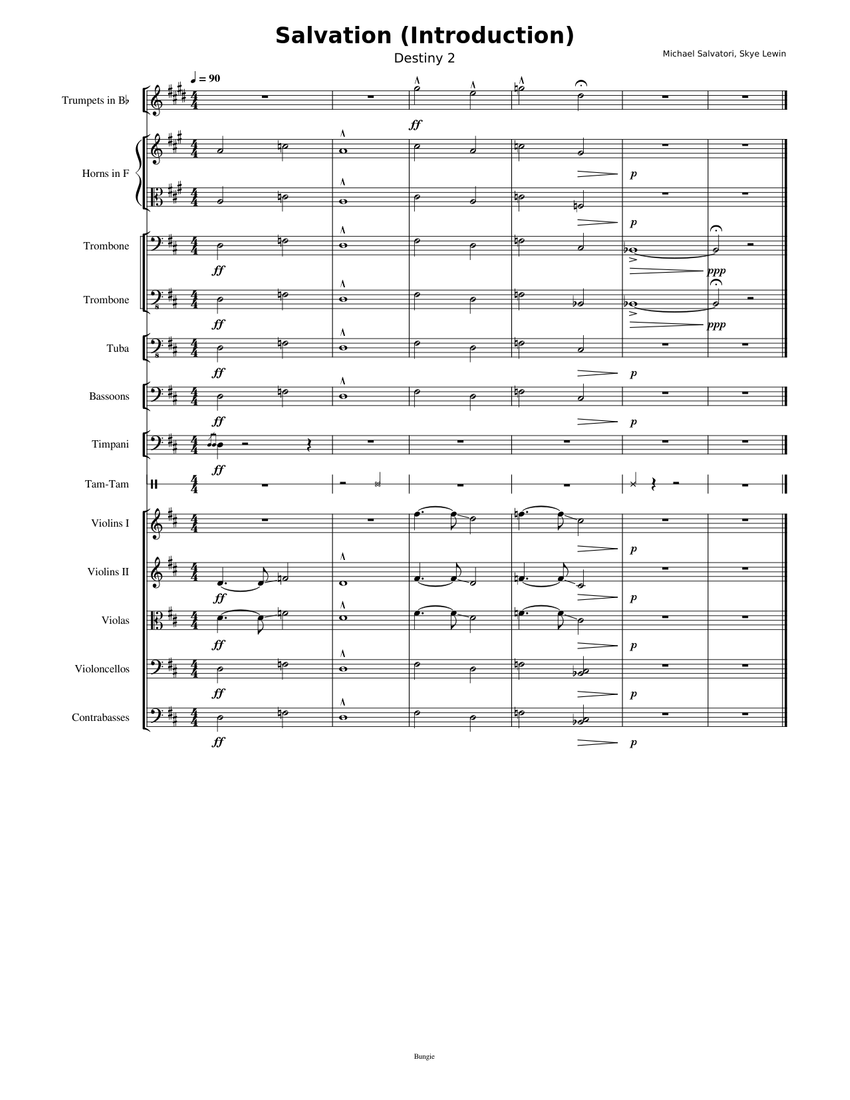 Salvation (Introduction) - Destiny 2 Sheet music for Trombone, Tuba ...