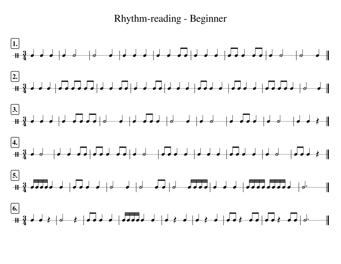 Rhythm-reading - Beginner 02 Sheet music for Drum group (Solo ...