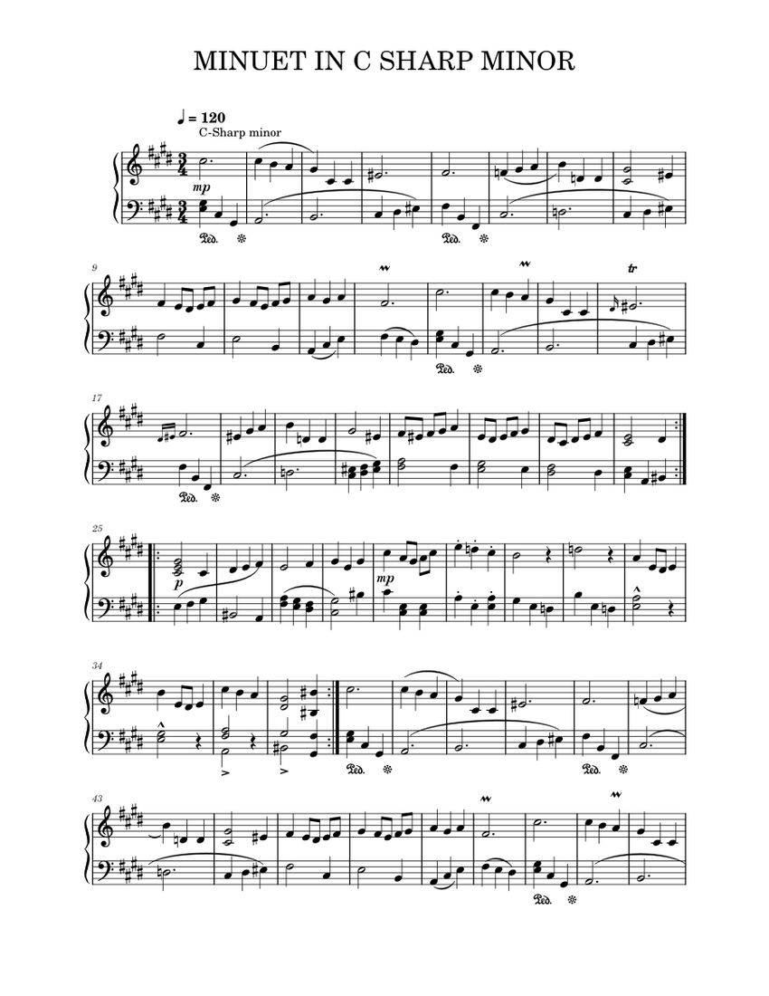 MINUET IN C SHARP MINOR Sheet music for Piano (Solo) | Musescore.com