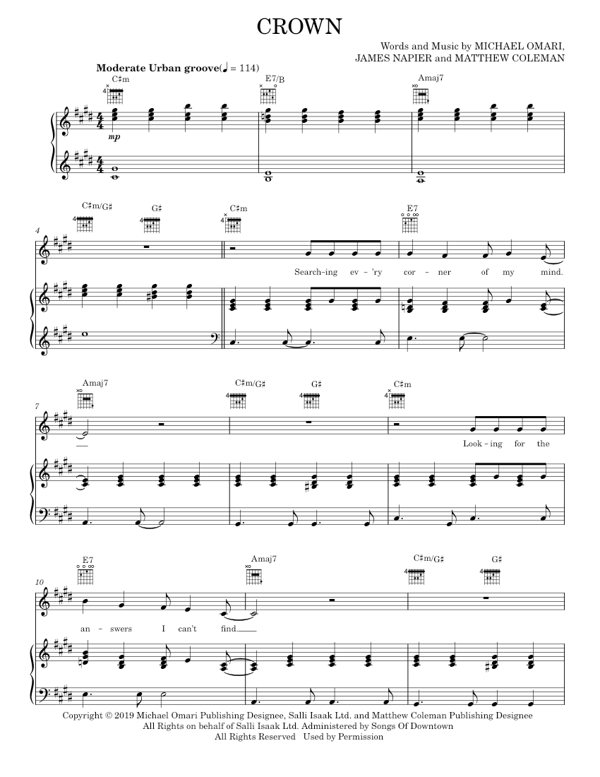 crown Sheet music for Piano, Vocals by Stormzy: Music Notes by MuseScore