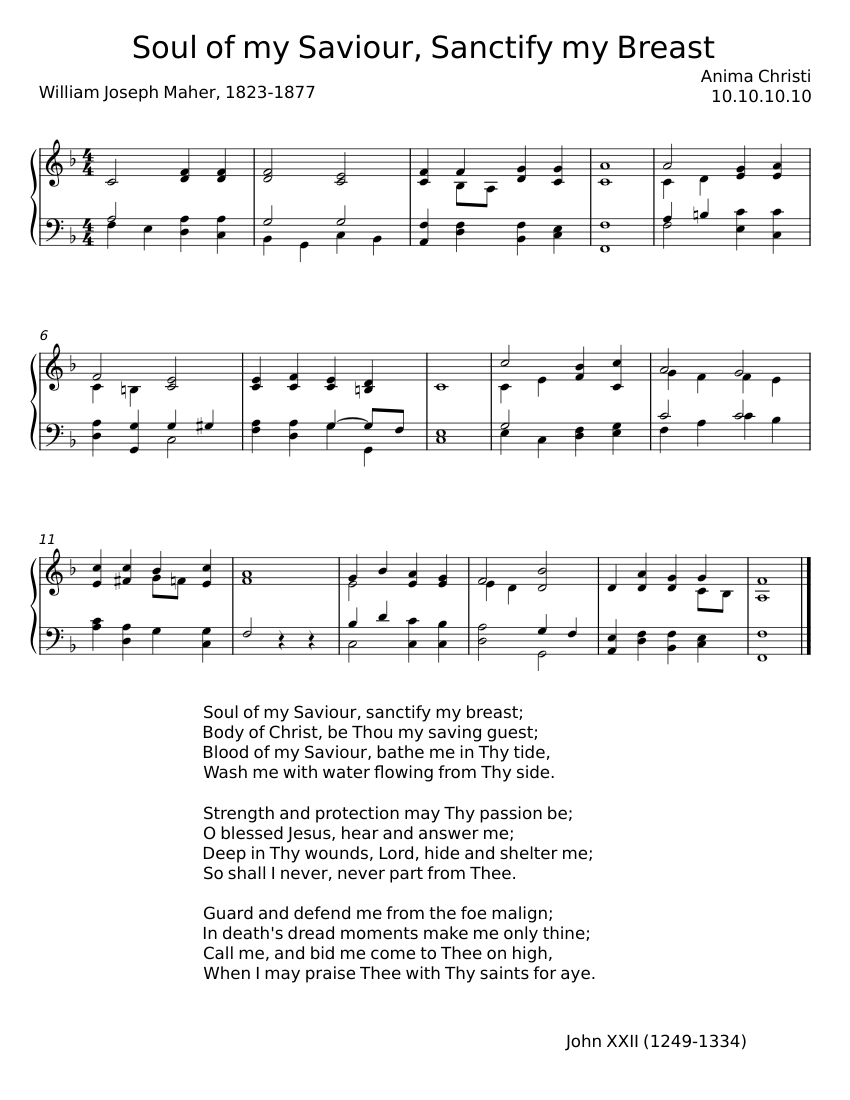 Soul of my Saviour, Sanctify my Breast – William Joseph Maher;Anima ...