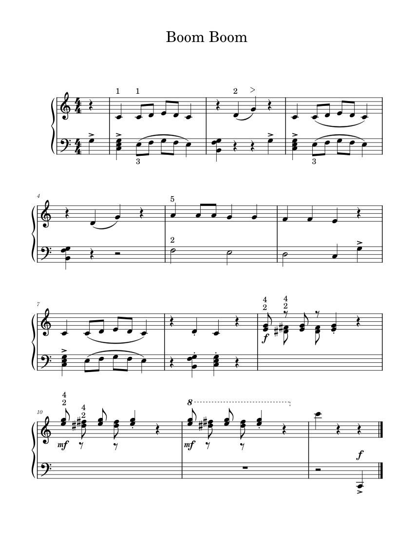 Boom Boom - Faber Sheet Music for Piano (Solo) easy | MuseScore.com