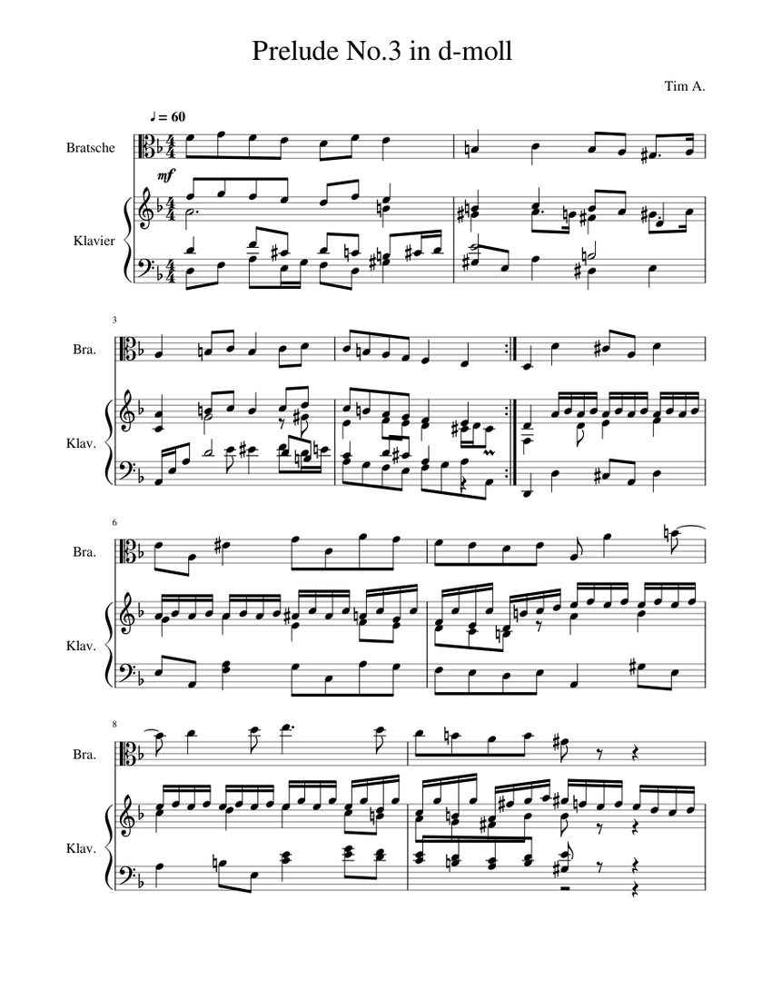 Prelude no.3 Sheet music for Piano, Viola (Solo) | Musescore.com
