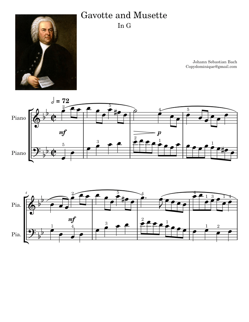 Gavotte and Musette (From English Suite No.3 in G minor, BWV 808 ...