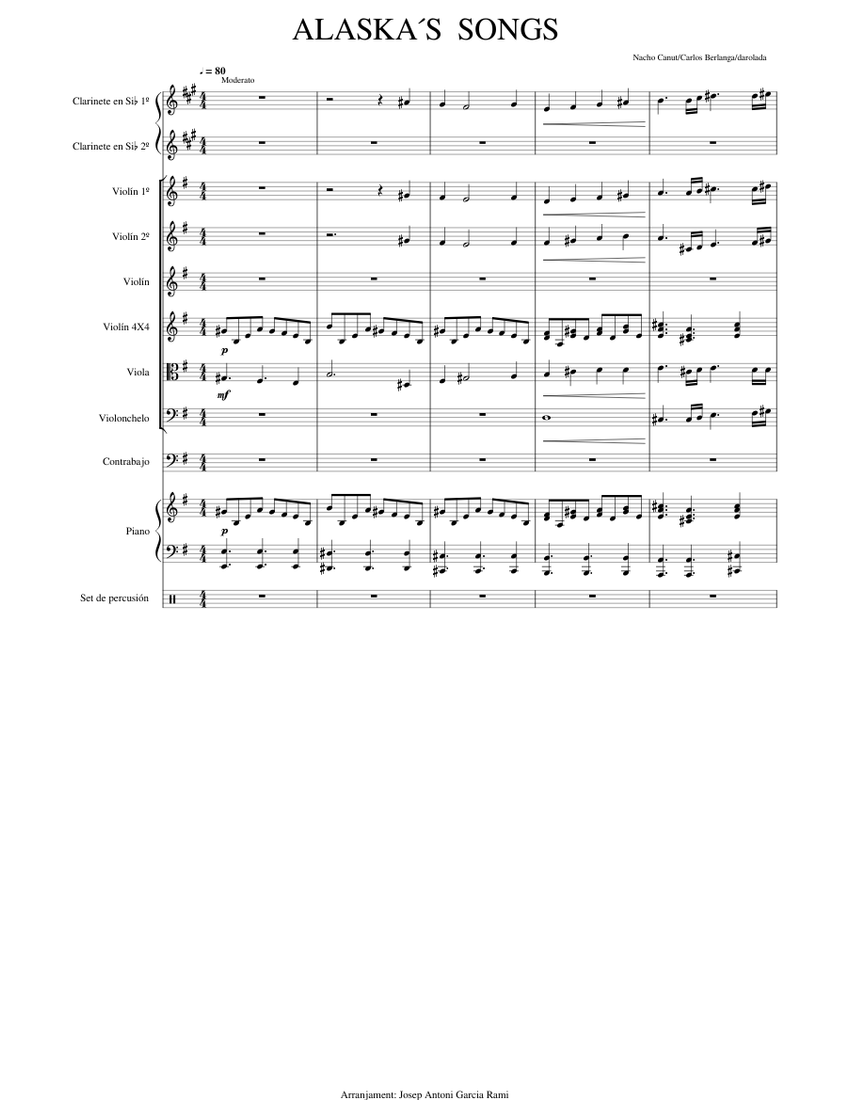 Alaska´s Songs Sheet music for Piano, Clarinet in b-flat, Contrabass ...