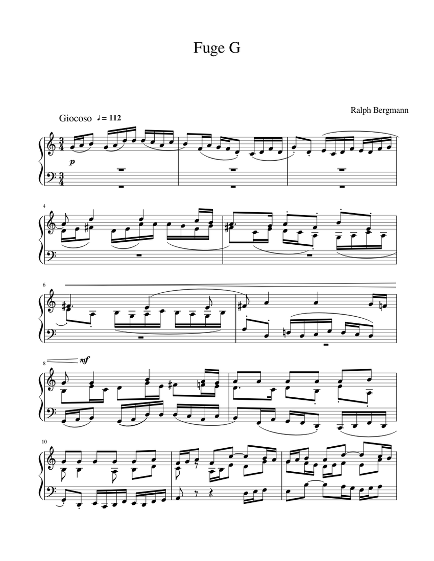 Fuge G Sheet music for Piano (Solo) | Musescore.com