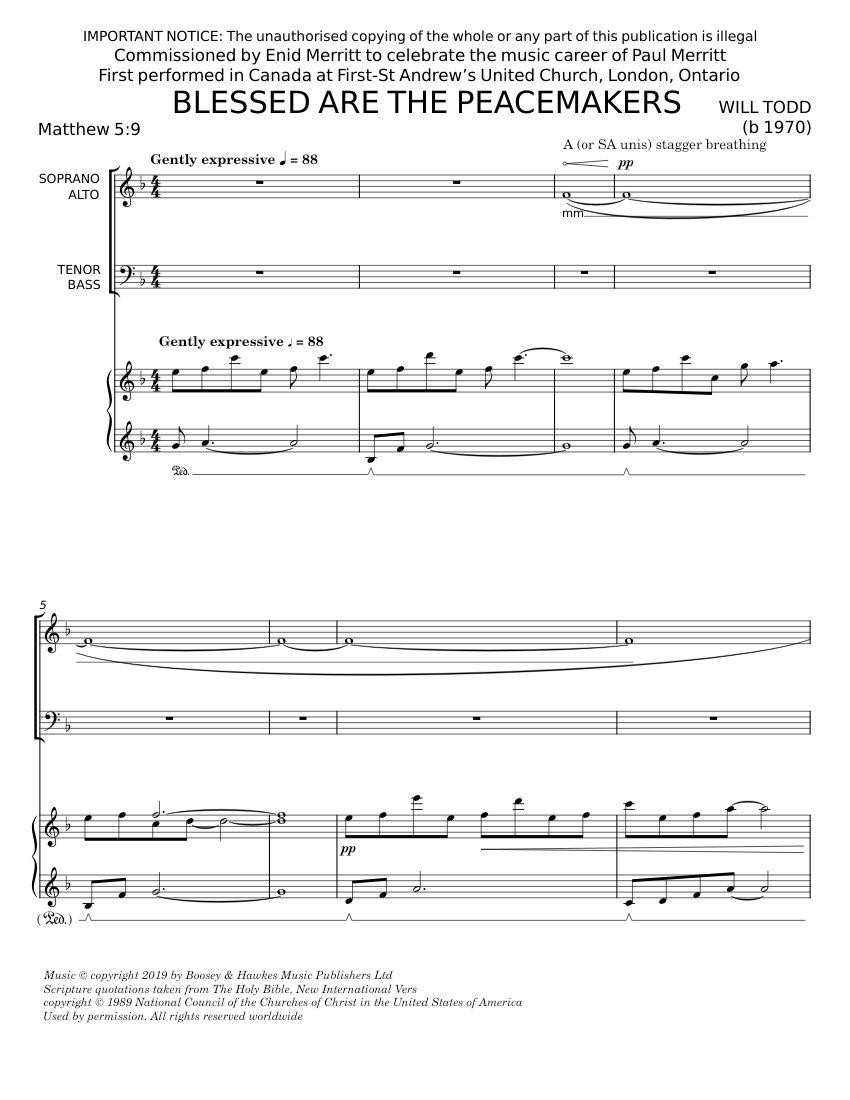 Blessèd are the peacemakers - Harrison Millard Sheet music for Piano ...