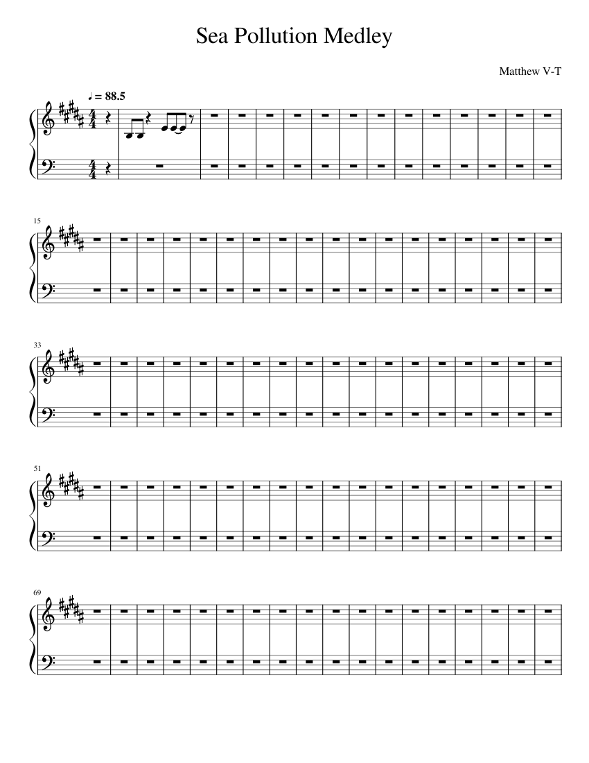 Sea Pollution Medley Sheet music for Piano (Solo) | Musescore.com