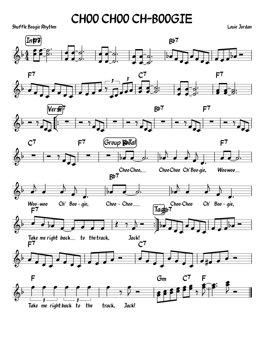 CHOO CHOO CH-BOOGIE Sheet Music with Chords for Piano (Solo) Easy ...