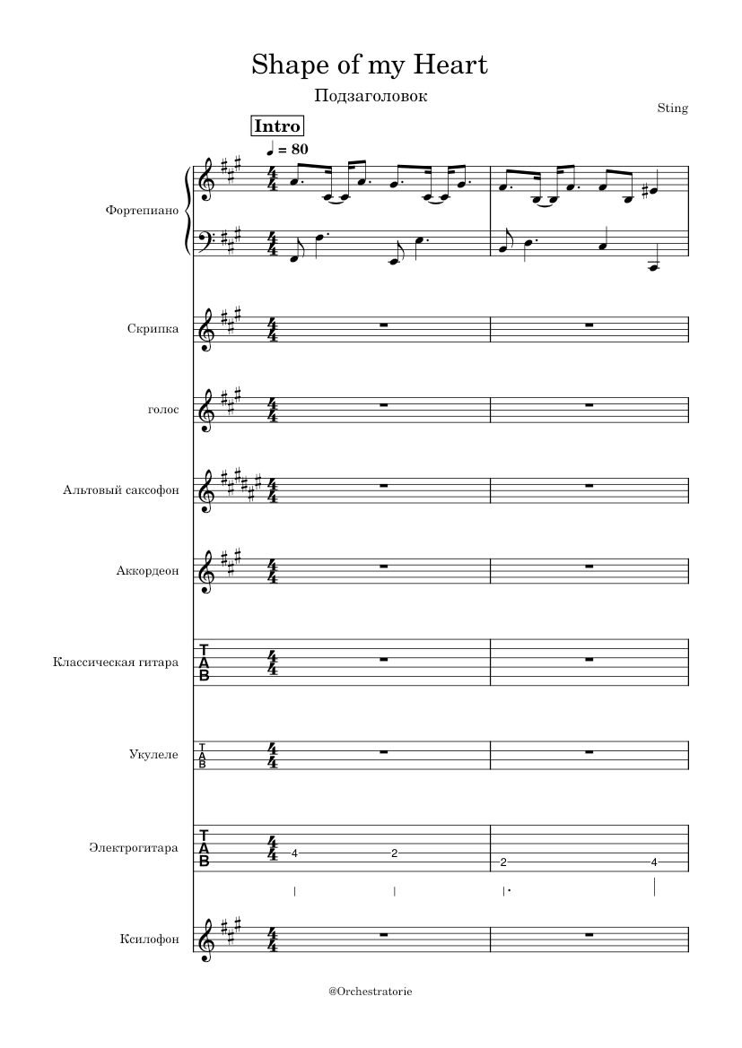 Shape of My Heart – Sting Sheet Music and Tab with Chords for Piano ...
