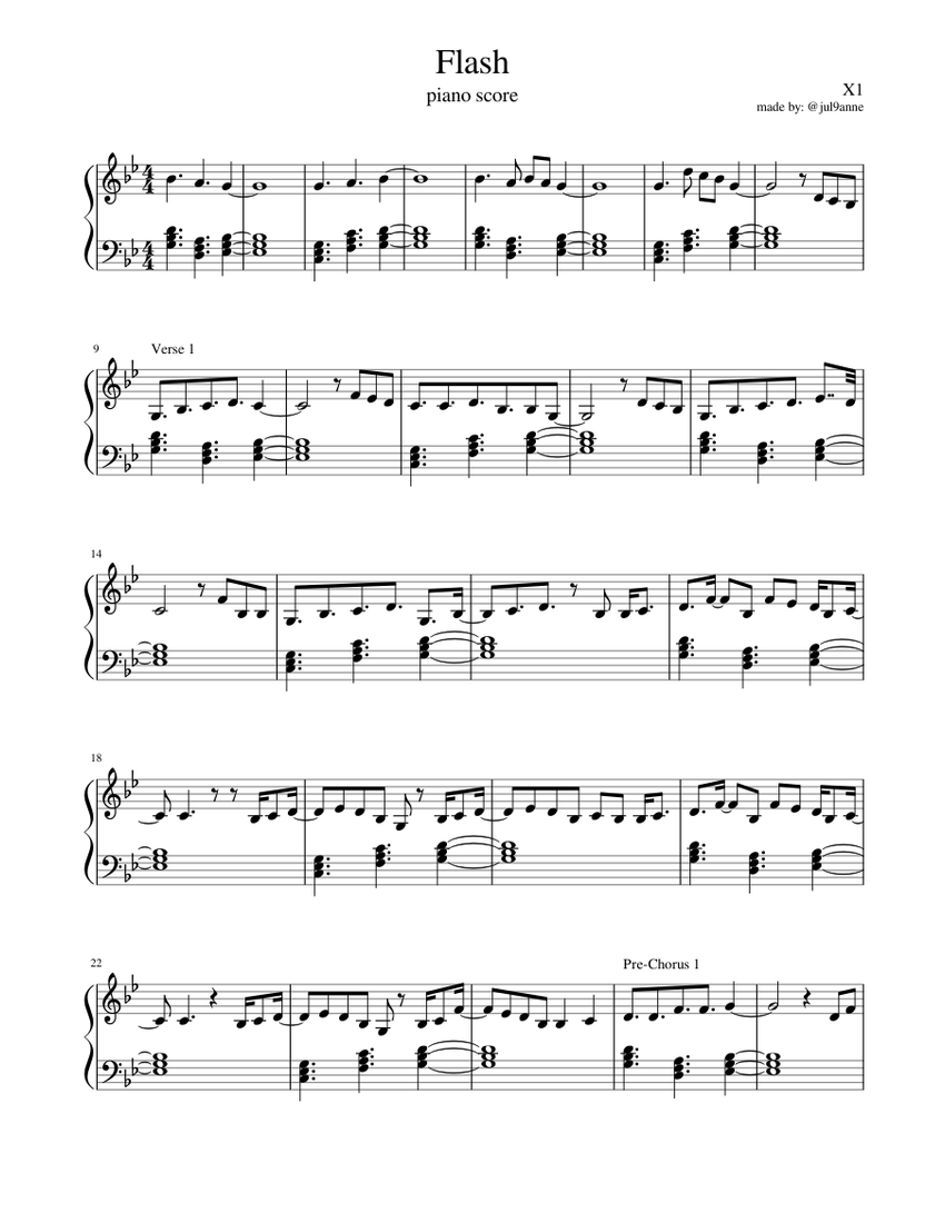 flash - x1 Sheet music for Piano (Solo) Easy | Musescore.com