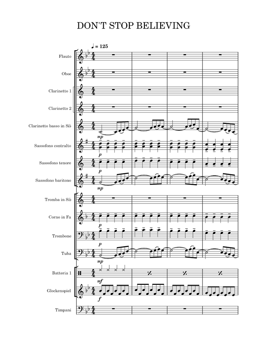 DON'T STOP BELIEVING Sheet music for Trombone, Tuba, Flute, Oboe & more instruments (Concert ...