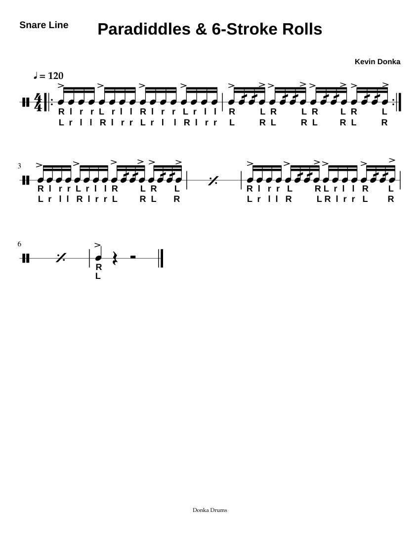 Paradiddles & 6-Stroke Rolls Sheet music for Snare drum (Solo) | Musescore.com