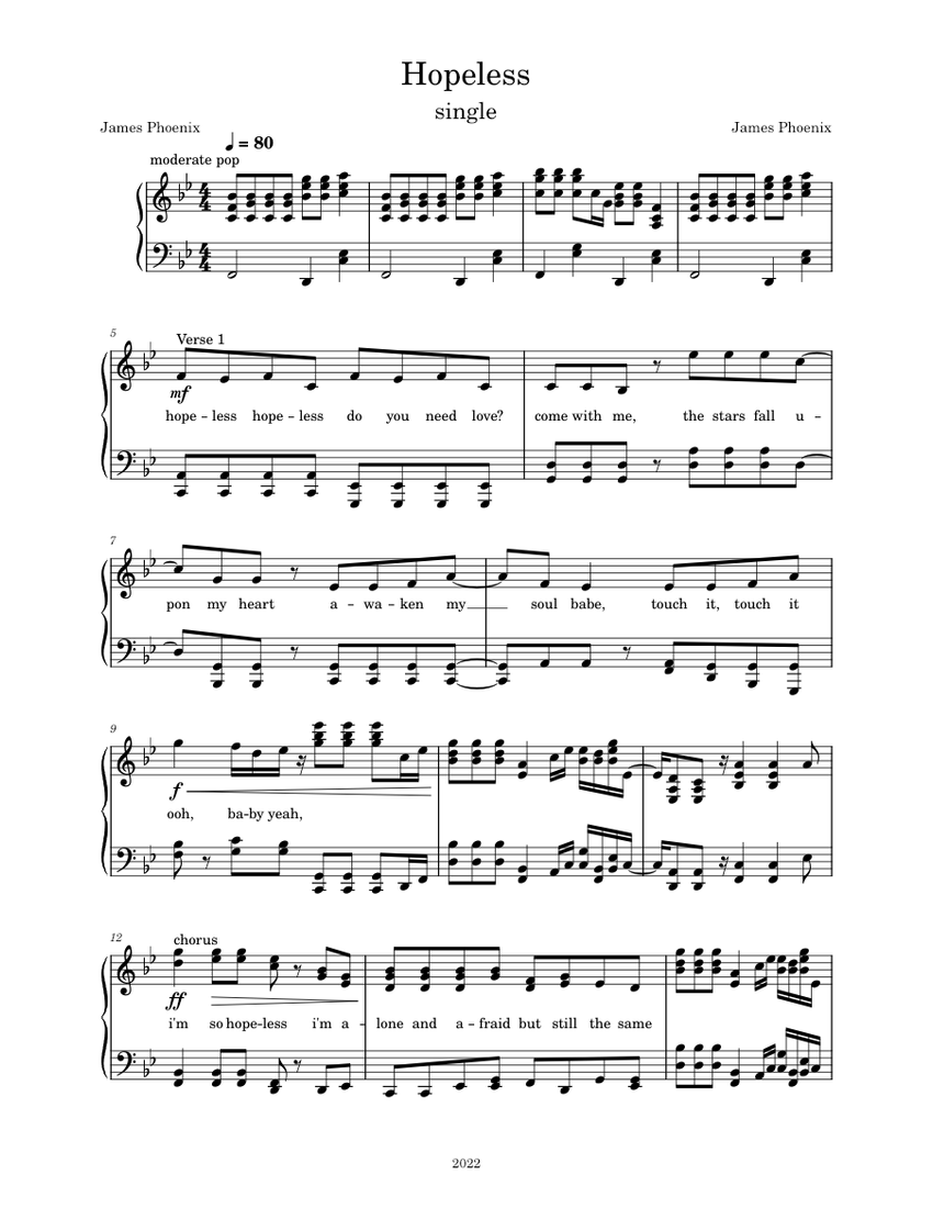 Hopeless Sheet music for Piano (Solo) | Musescore.com