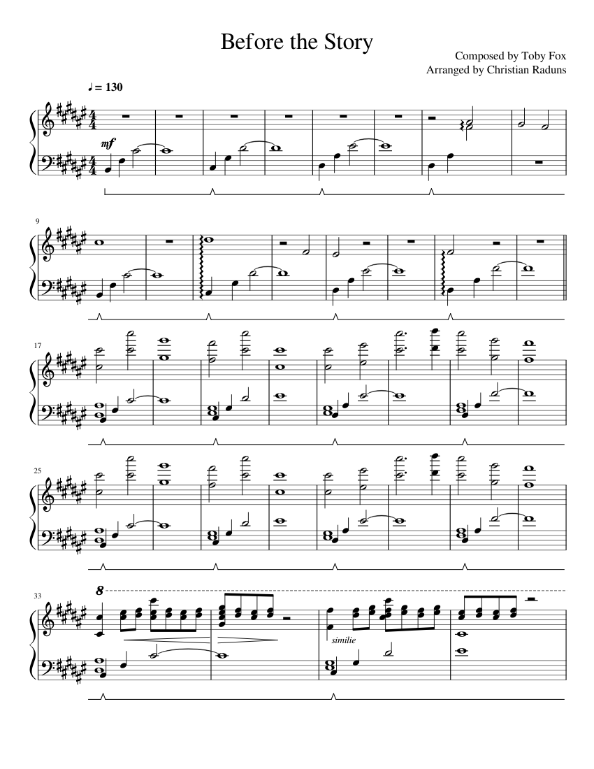 Before the Story (Deltarune) - Arranged for piano Sheet Music for Piano ...