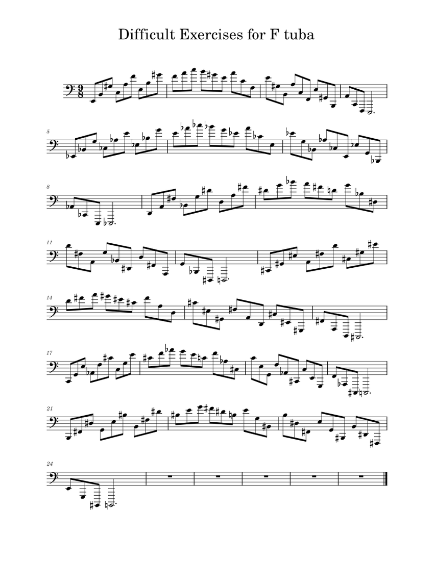Difficult Exercises for F tuba Sheet music for Piano (Solo) Easy ...