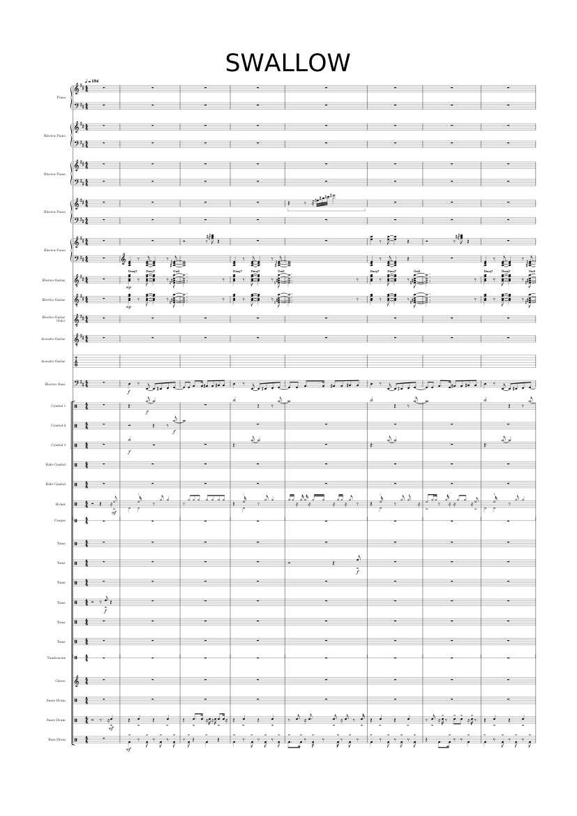 Swallow – Casiopea Sheet Music and Tab with Chords for Piano ...