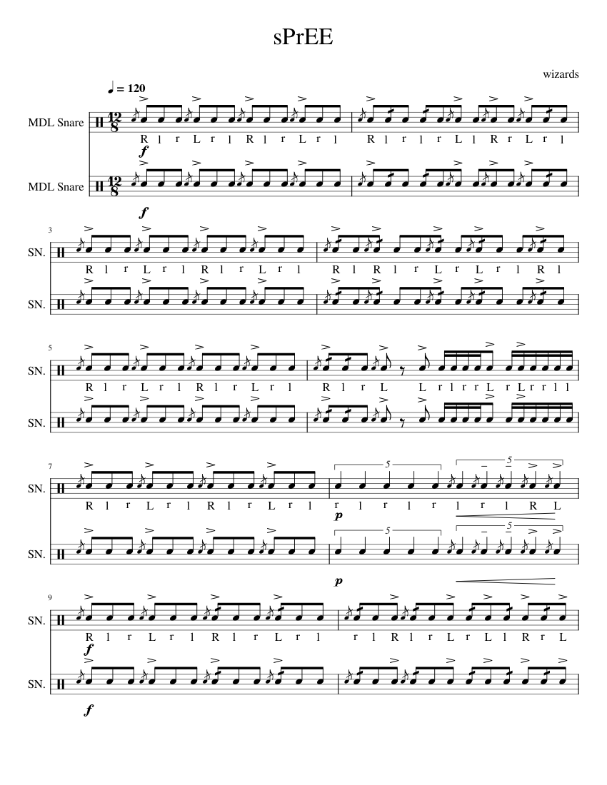 sPrEE Sheet music for Snare drum (Percussion Duet) | Musescore.com