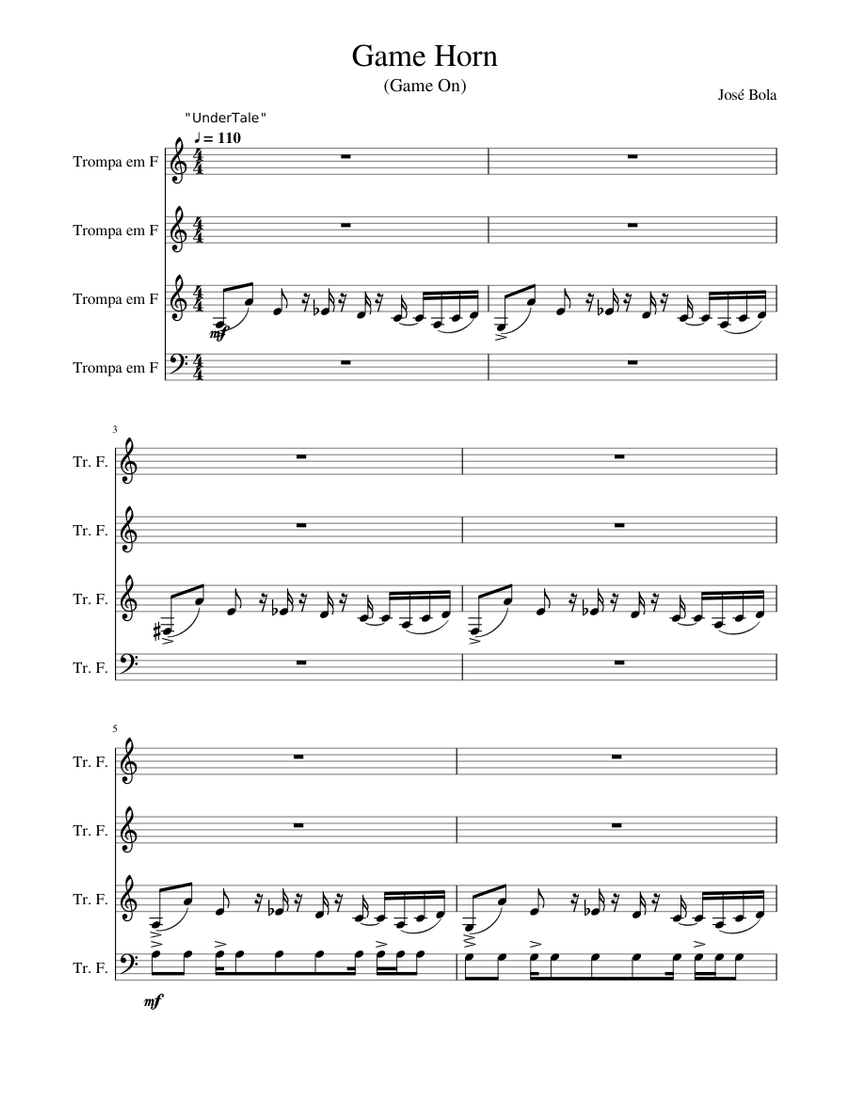 Game Medley Horn Sheet music for French horn (Mixed Quartet ...