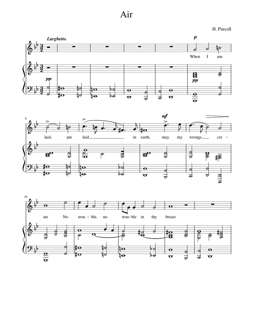 AIR Purcell M Goetze Sheet music for Piano, Vocals (Piano-Voice ...