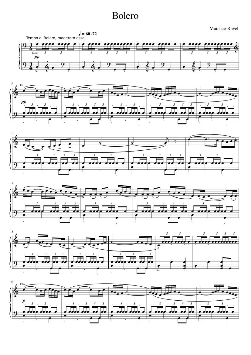 Bolero – Maurice Ravel Sheet Music for Piano (Solo) | MuseScore.com