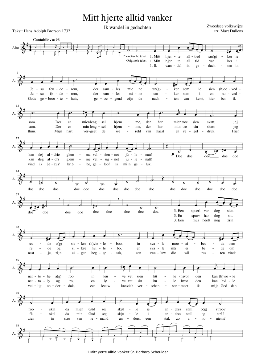 Mitt hjerte alltid vanker Sheet music for Piano, Soprano, Alto, Tenor & more instruments (Mixed ...