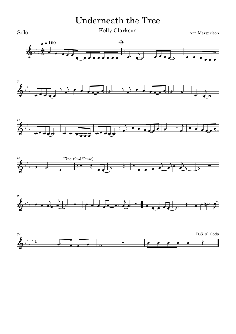 Underneath the tree – Kelly Clarkson Sheet music for Piano (Solo) Easy ...