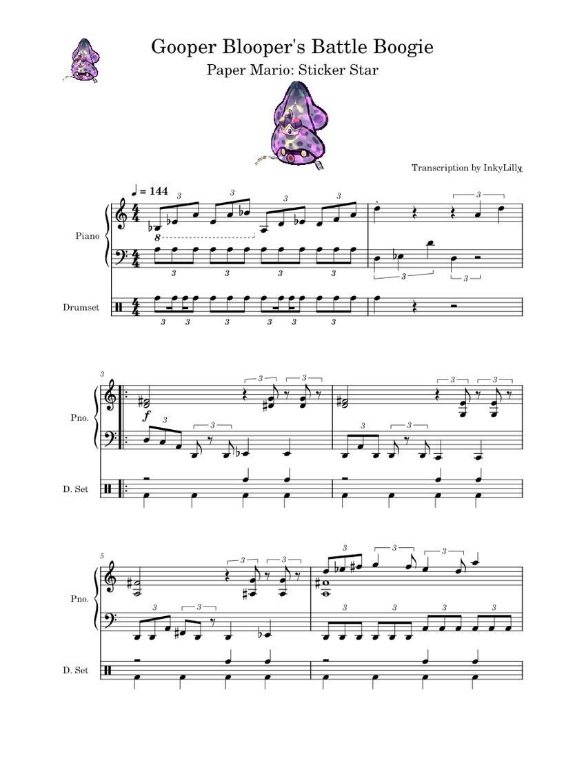 Paper Mario: Sticker Star - Gooper Blooper's Battle Boogie Sheet music ...