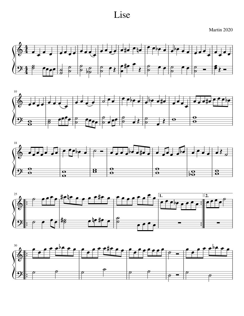 Lise Sheet music for Piano (Solo) Easy | Musescore.com