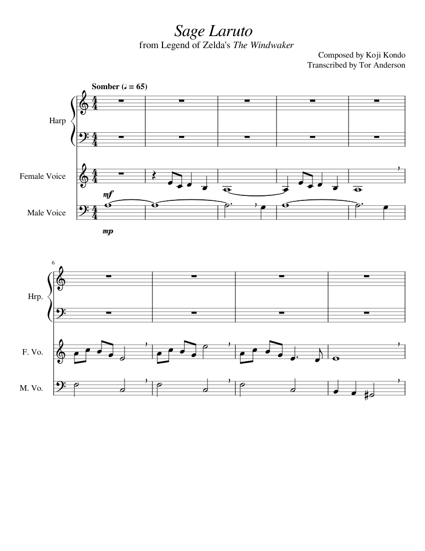 2015 || WW: Sage Laruto (Transcription) Sheet music for Alto, Vocals ...