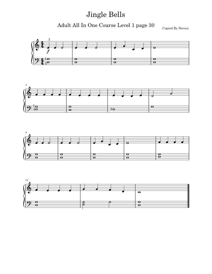 Jingle Bells Sheet music for Piano (Solo) Easy | Musescore.com