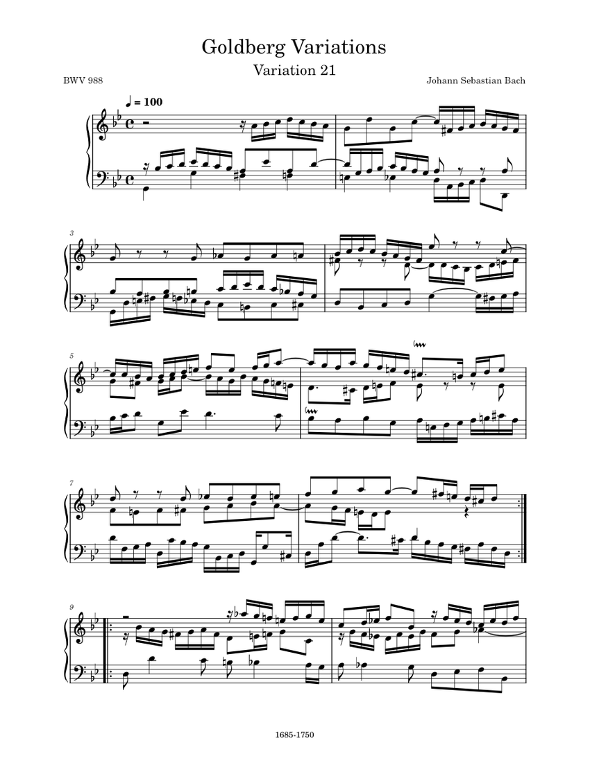 Goldberg Variations, BWV 988, Variation 21 – Johann Sebastian Bach ...