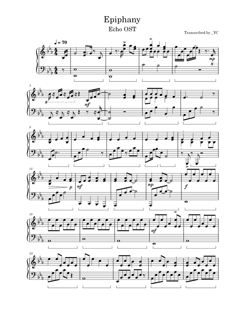 Epiphany Sheet music for Piano (Solo) Easy | Musescore.com